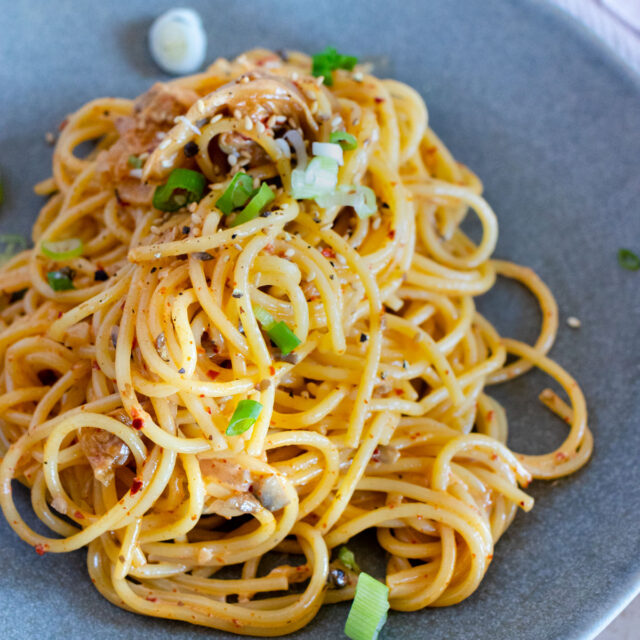 Creamy Kimchi Pasta with Mushrooms - The Floured Camera